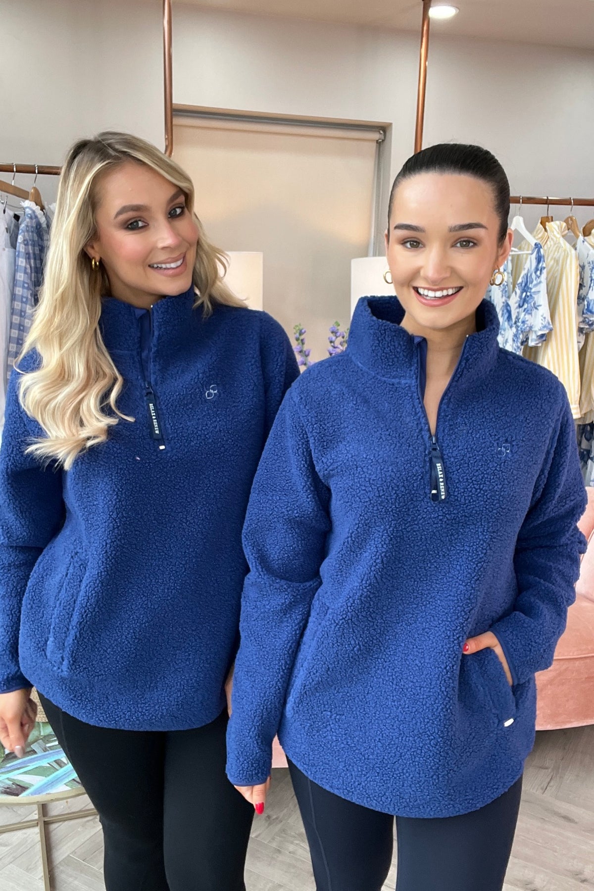 Julia Half Zip Blue – Ruby Rouge Boutique